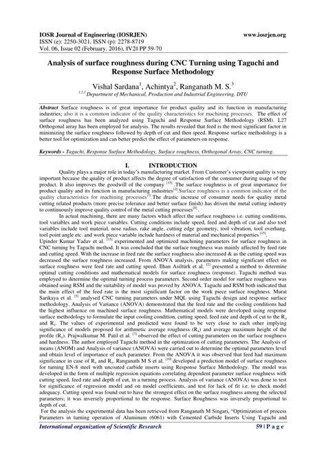 Pdf Analysis Of Surface Roughness During Cnc Turning Using Taguchi