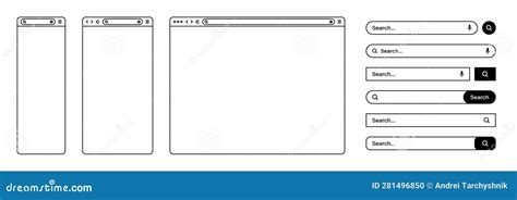 Blank Web Browser Internet Page Window With Toolbar And Search Bar Field Modern Website In