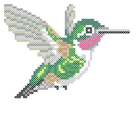 Ruby Throated Hummingbird Counted Cross Stitch Chart Etsy