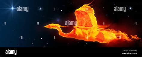 An Art Of A Mythological Bird Known As Phoenix A Bird On Fire Flying