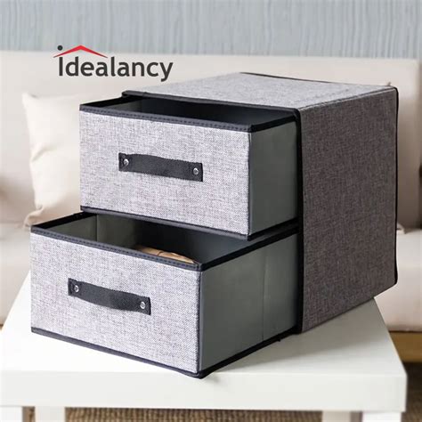 2 Drawer Fabric Storage Box Organizer Idealancy