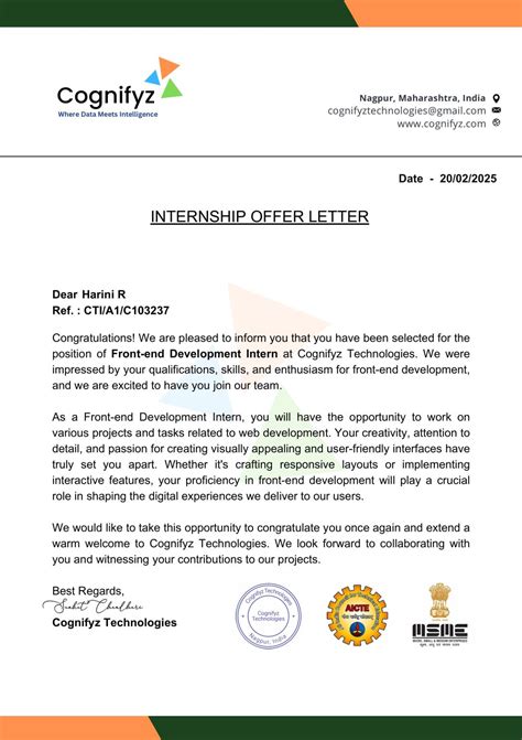 Internship Cognifyz Frontend Cognifyztechnologies Harini R