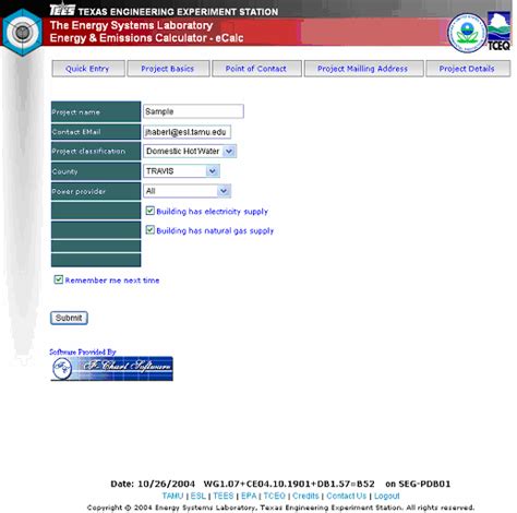 Solar Thermal Dhw Heating System Input Screens Project Info