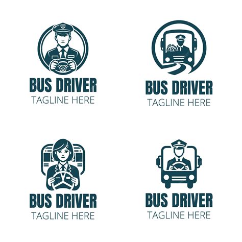Premium Vector A Collection Of Different Logos For A Bus Driver