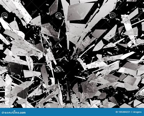 Pieces Of Splitted Or Cracked Glass On Black Stock Illustration