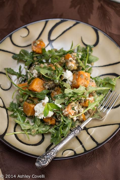 Spiced Butternut Squash Lentil And Goat Cheese Salad Big Flavors