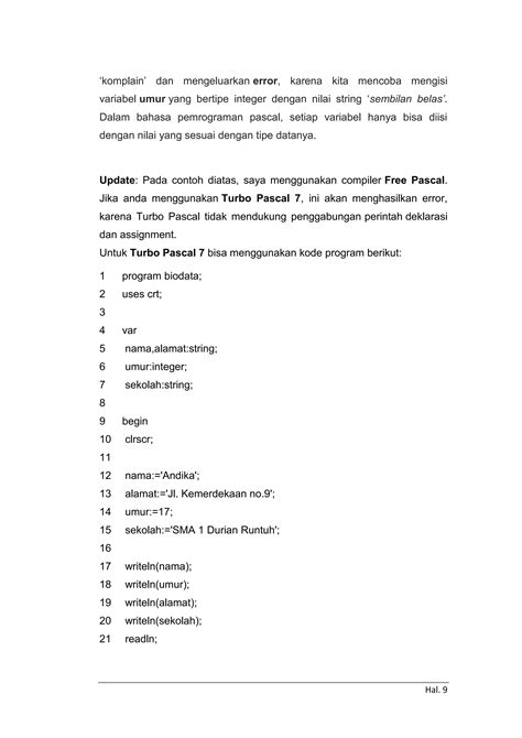 Part Pengertian Variabel Dan Cara Penulisan Variabel Pascal Pdf
