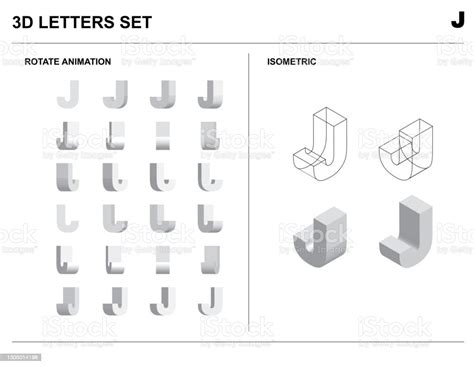 3d J 알파벳 문자 세트 애니메이션 Isometric 와이어 프레임 벡터 컴퓨터 글자에 대한 스톡 벡터 아트 및 기타 이미지 컴퓨터 글자 3차원 형태 대문자