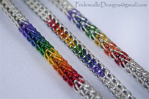 Rainbow Gay Pride Bracelet Full Persian With Silver Base Anodized