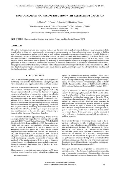 Pdf Photogrammetric Reconstruction With Bayesian Information