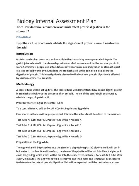 Biology Internal Assessment Plan Pdf