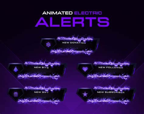 animated electric stream alerts animated twitch alerts purple