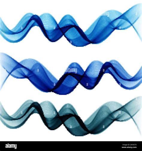Set Of Abstract Blue Waves Vector Illustration Eps 10 Stock Vector