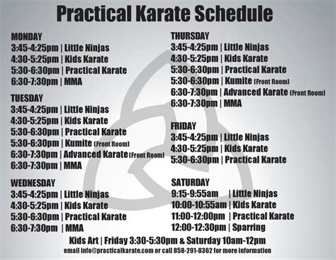 New Class Schedule Practical Karate