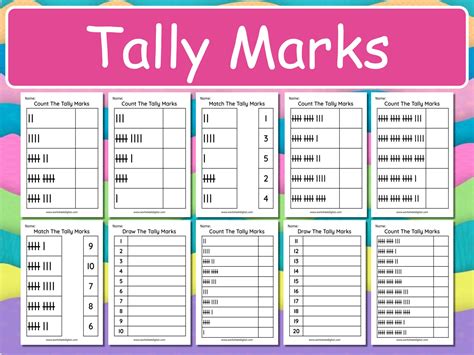 Numbers 1 20 Tally Marks Printable Worksheet Kindergarten Homeschool