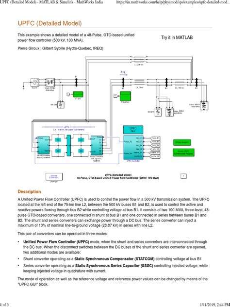 upfc detailed model matlab and simulink pdf ac power power
