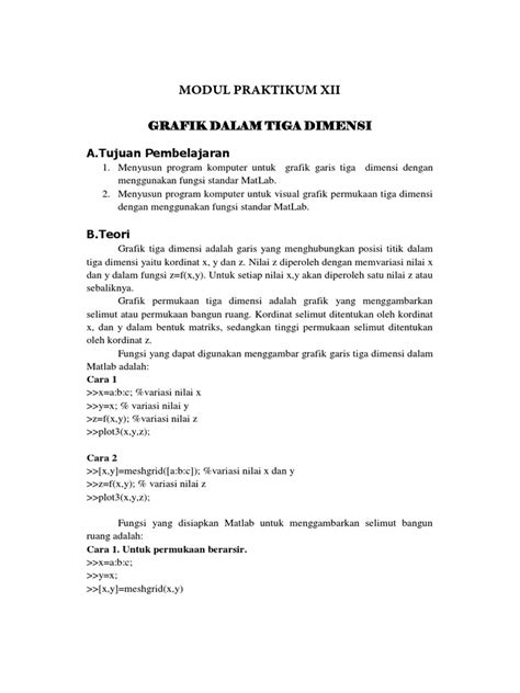 Grafik Matlab 3d Minggu 15c Pdf