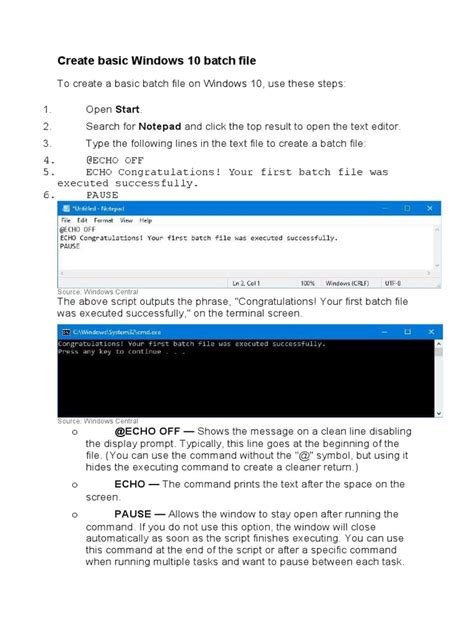 Create Basic Windows 10 Batch File Pdf Command Line Interface