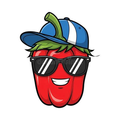 Cool Cartoon Red Bell Pepper With Sunglasses Stock Illustration Illustration Of Funny Fresh