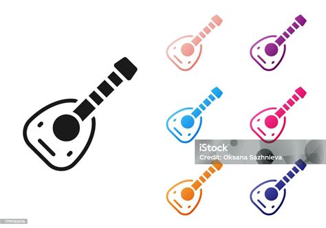 Ilustración De Icono De Laúd De Instrumento Musical Negro Aislado Sobre