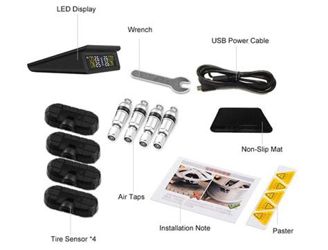 Solar Power Car TPMS With 4 Tire Sensors Tool Com