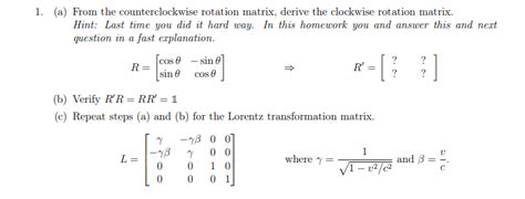 solved a from the counterclockwise rotation matrix derive