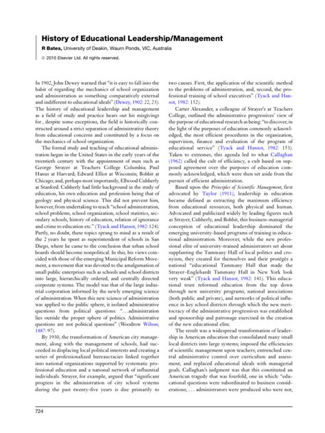 Encyclopedia Educational Leadership Management History 2010 Bates Pdf