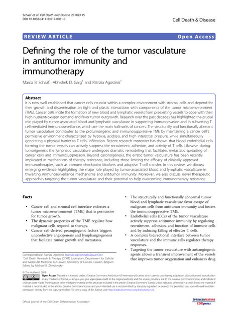 Pdf Defining The Role Of The Tumor Vasculature In Antitumor Immunity