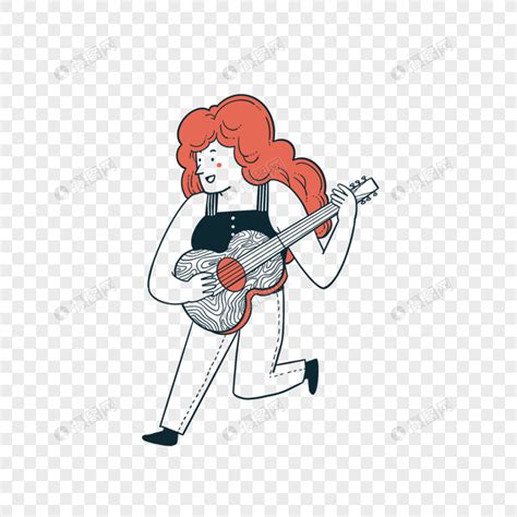 弹吉他女孩简笔画元素素材下载 正版素材401724667 摄图网