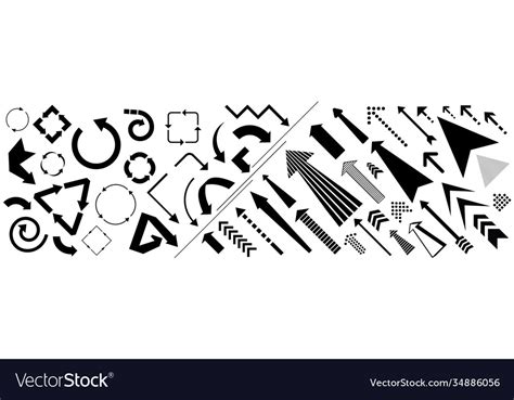 Large Assembly Different Arrows Many Sizes Vector Image