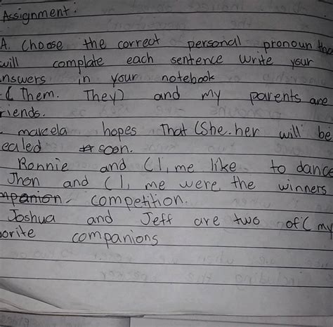 Assignment A Choose The Correct Personal Studyx