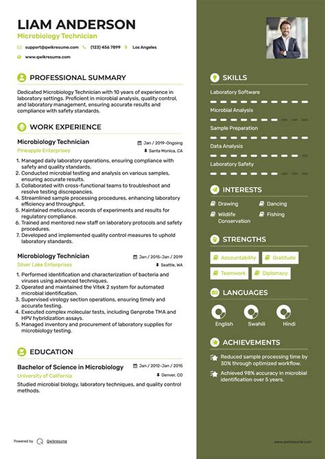 Microbiology Lab Technician Cv Sample At Kathryn Ono Blog