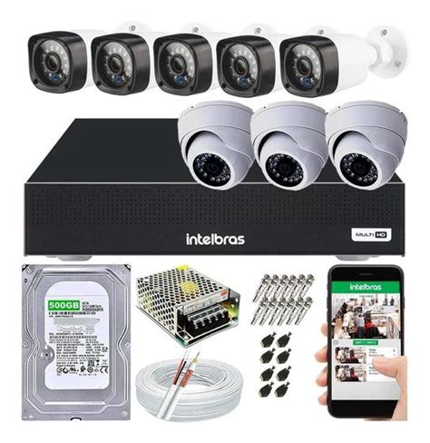 Kit Cftv 8 Câmeras Segurança Hd 720p Dvr Mhdx 1108 Intelbras Gravador