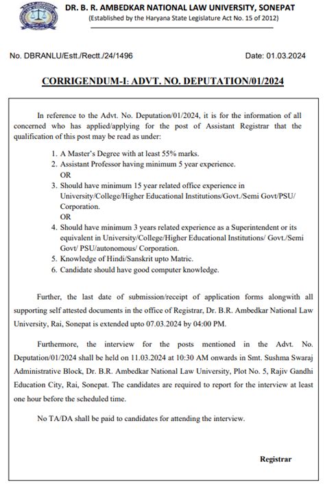 All Notices Dr Br Ambedkar National Law University Sonepat