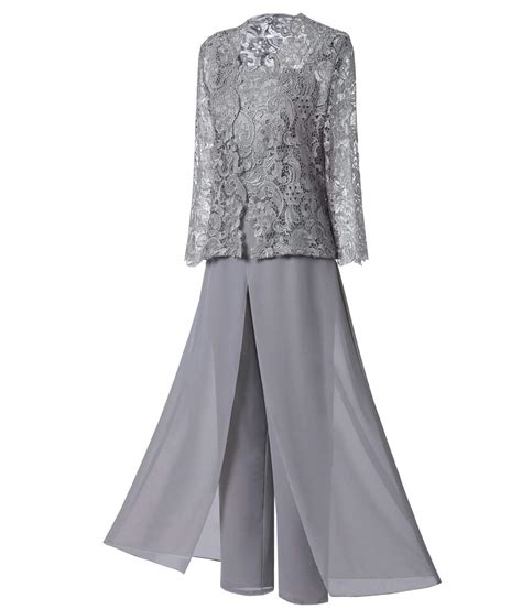 Sexy Womens 3 Pieces Chiffon Mother Of Bride Dress Pant Suits With