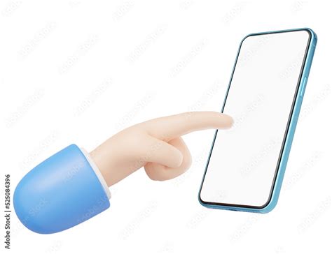 3d Hand Touch Mobile Phone Icon Businessman Wearing Suit Using