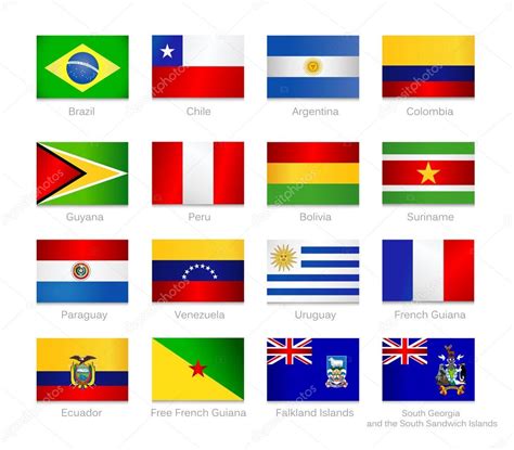 Bandeiras E Mapas Dos Paises Da America Do Sul Fotografias De Stock