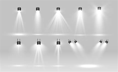 무대 조명 좁은 통로 또는 플랫폼 투명 효과의 컬렉션입니다 스포트라이트가 있는 밝은 조명 라이트 효과 프로젝터 0명에 대한 스톡 벡터 아트 및 기타 이미지 Istock