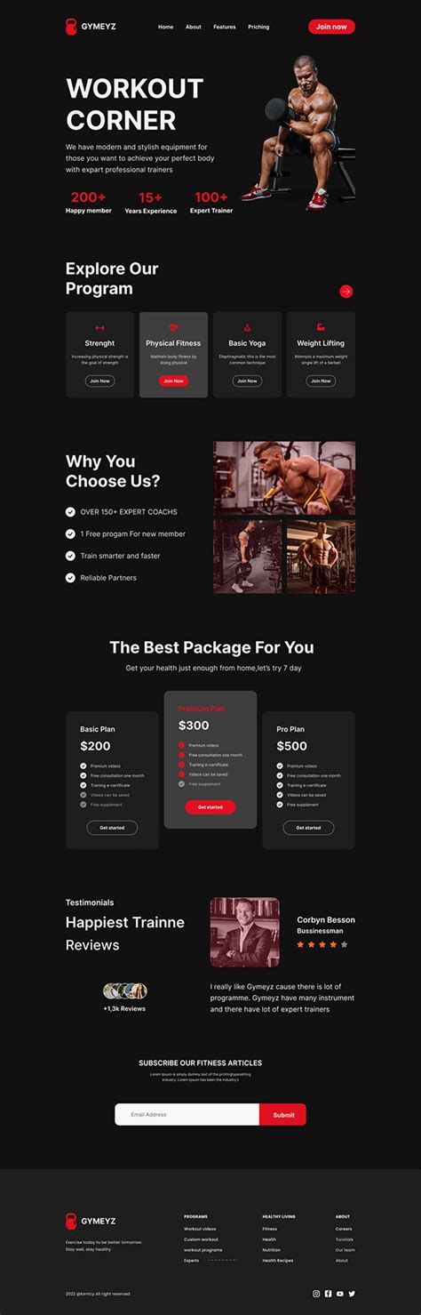Fitness Landing Page Design On Behance
