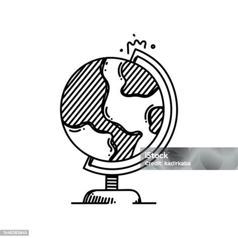 지리 선 아이콘 스케치 디자인 픽셀 퍼펙트 편집 가능한 획 지구 행성 지구 지구본에 대한 스톡 벡터 아트 및 기타 이미지