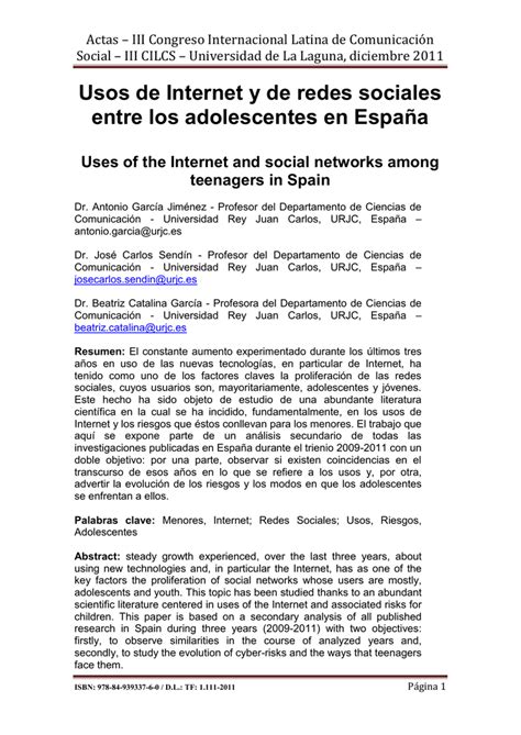 046 Usos De Internet Y De Las Redes Sociales Entre Los Adolescentes