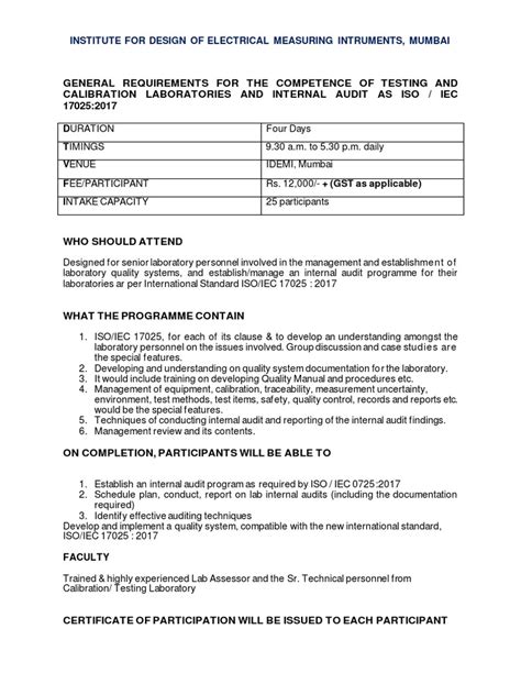 Testing And Calibration Audit Pdf