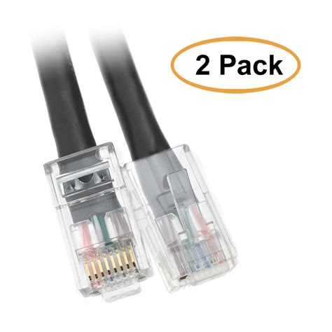 Cande Cat6 Black Ethernet Patch Cable Bootless 14 Feet 2 Pack