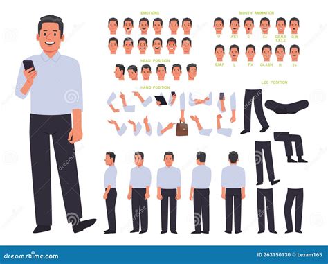 Business Man Character Constructor Creating An Animation Of A Man The Position Of Arms And