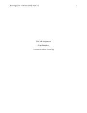 Unit VII Assignment Docx Running Head UNIT VII ASSIGNMENT Unit VII