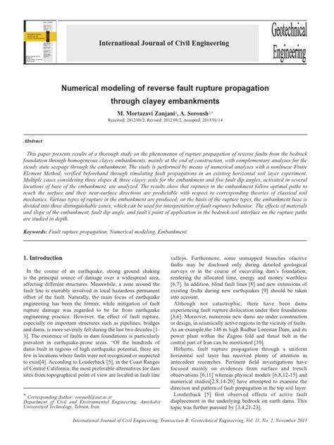 numerical modeling of reverse fault rupture propagation through clayey
