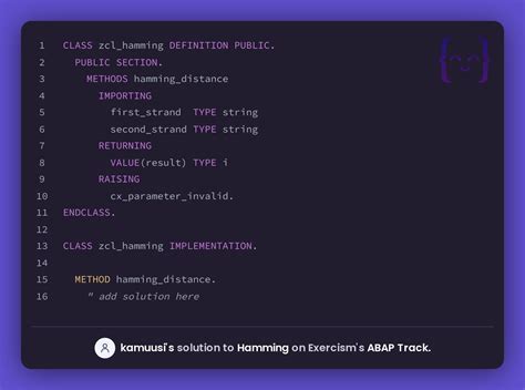 Kamuusi S Solution For Hamming In Abap On Exercism
