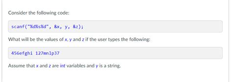 Solved Consider The Following Code Scanfdsd Andx