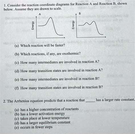 1 Consider The Reaction Coordinate Diagrams For Reaction A And Reaction B Shown Below Assume