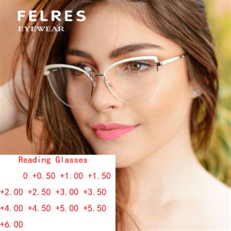 Metal Anti Blue Light Reading Glasses For Women Cat Eye Oversize